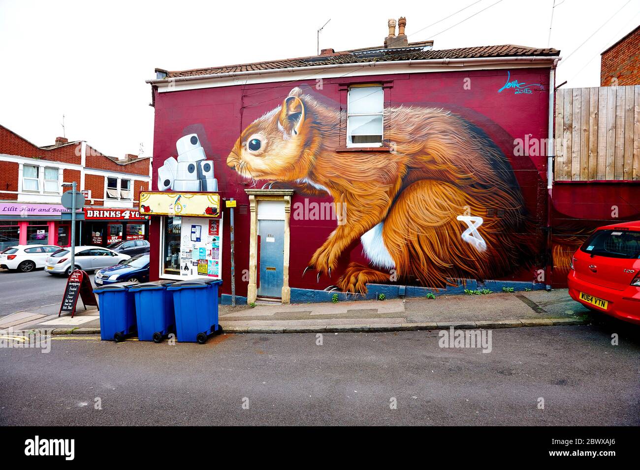 Squirrel Wall Mural in Bristol, UK, England Stock Photo - Alamy