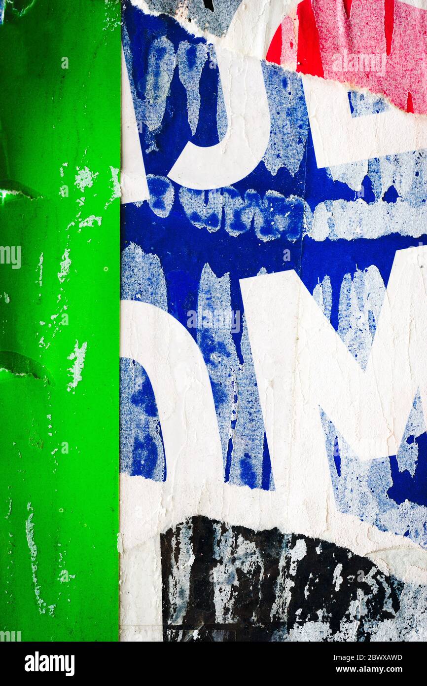 Old ripped torn posters grunge texture background creased crumpled ...