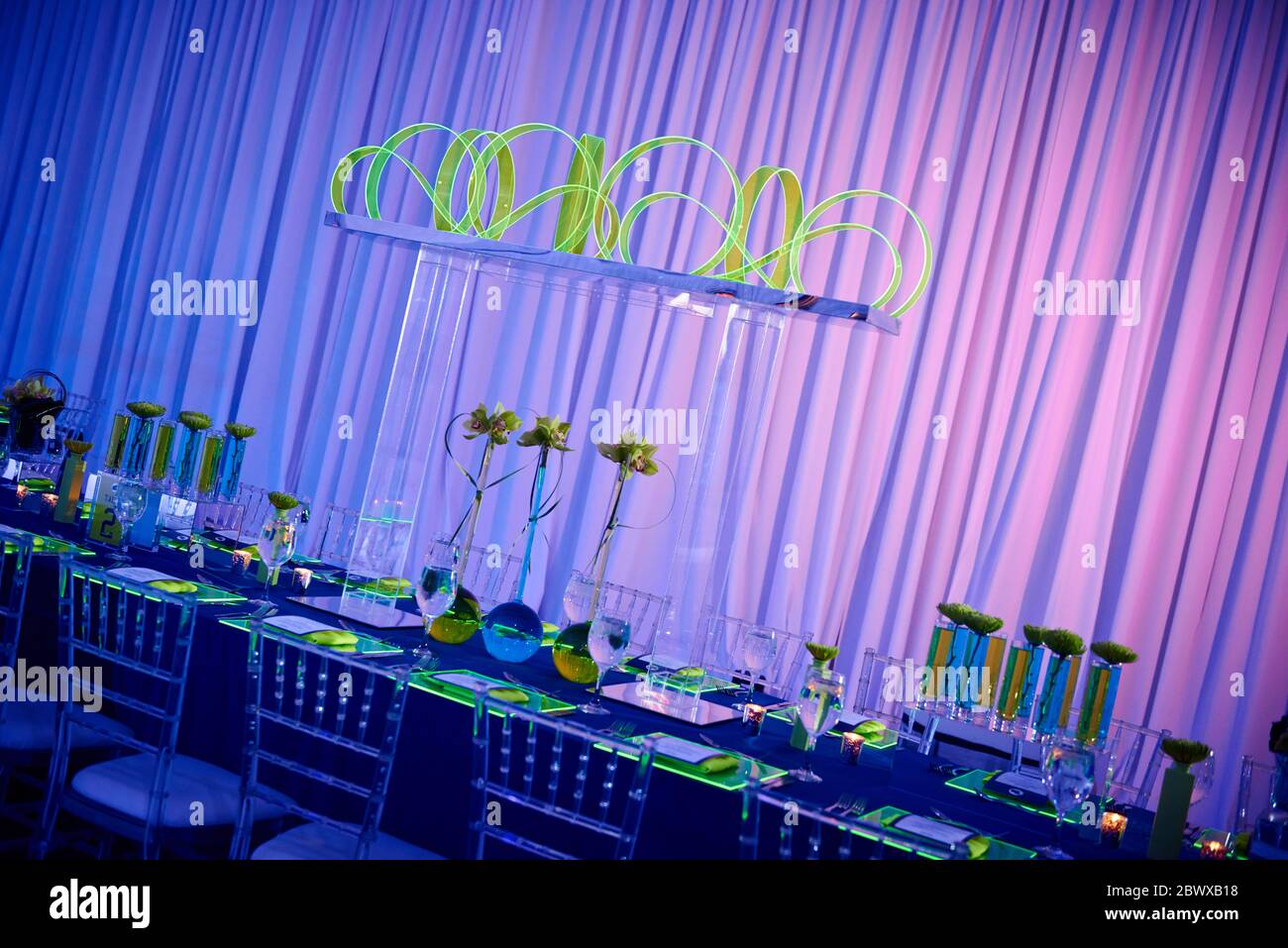 Fancy guest long table set up for a wedding or social event in the ...