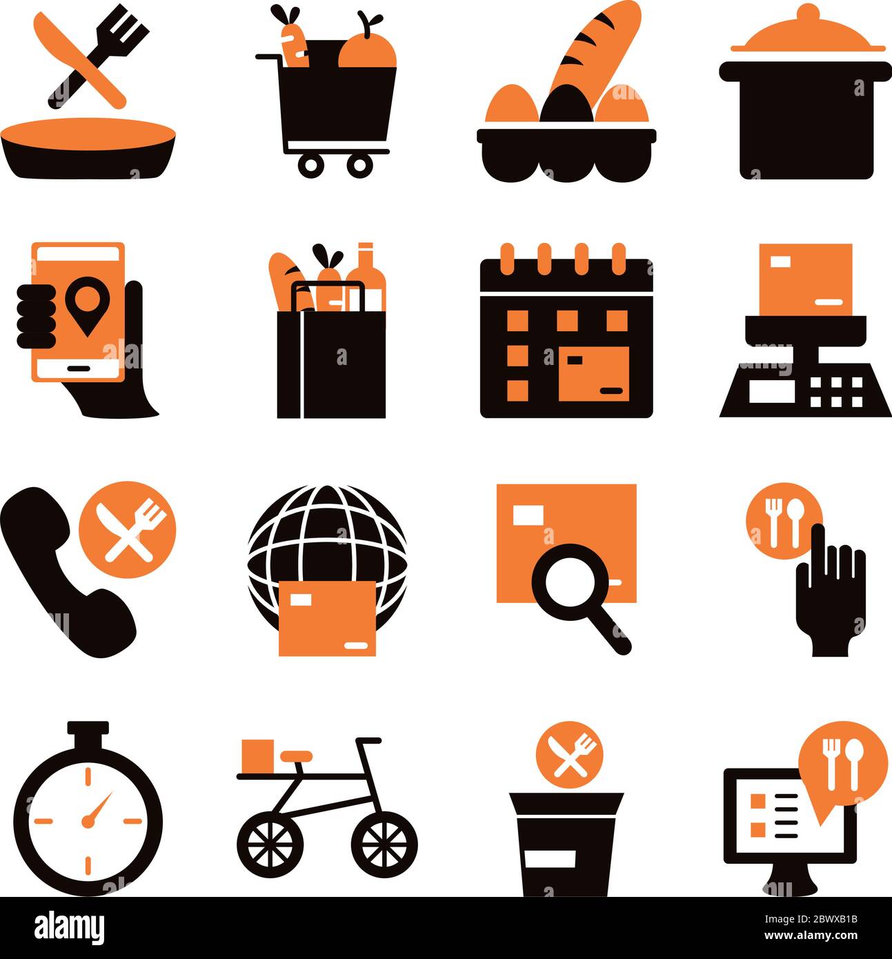 delivery food groceries service set icons Stock Vector Image & Art - Alamy