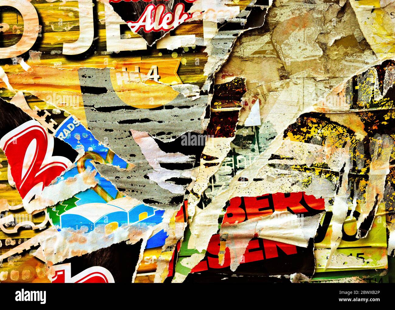 Old ripped torn posters grunge texture background creased crumpled ...