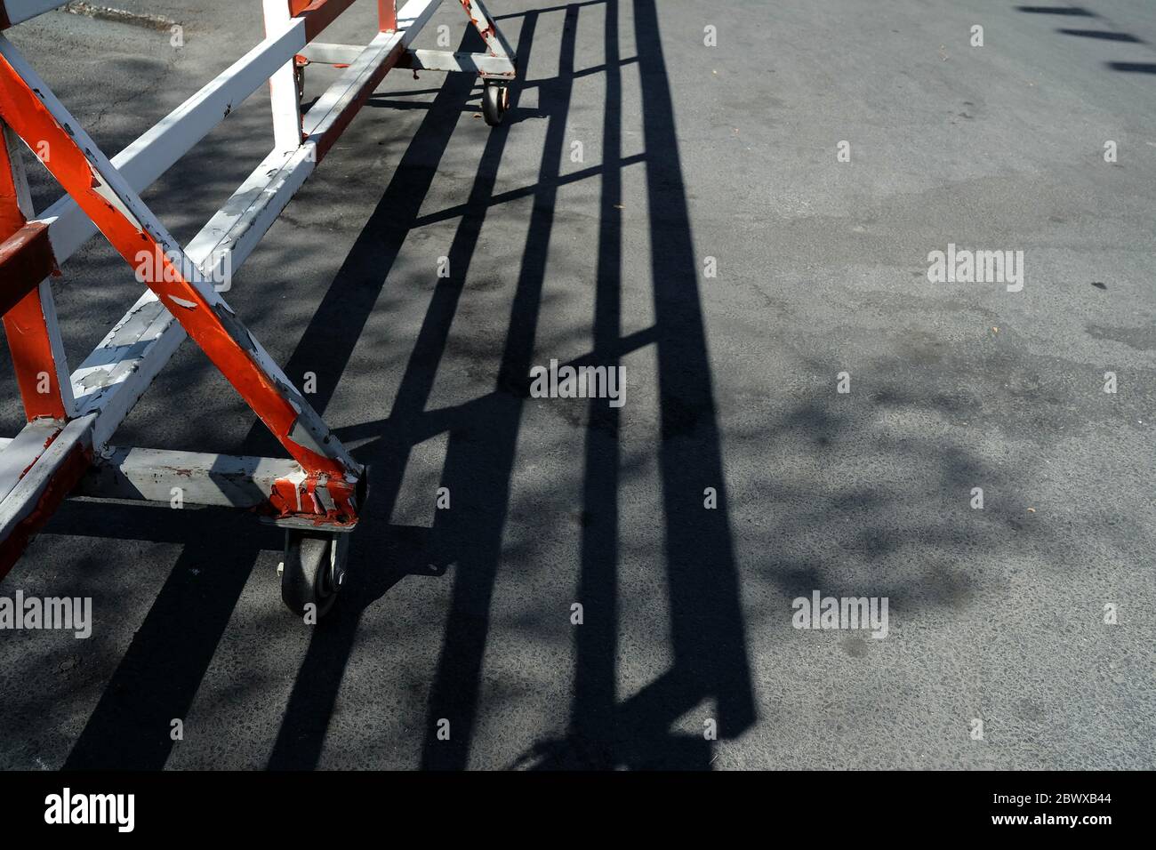 Movable Fence with Shadow on Ground. (Selective Focus Stock Photo - Alamy