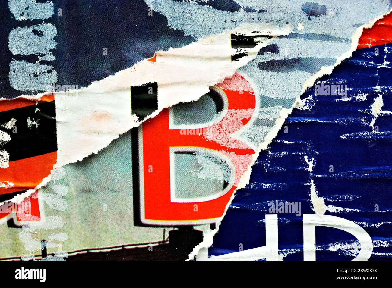 Old ripped torn posters grunge texture background creased crumpled ...