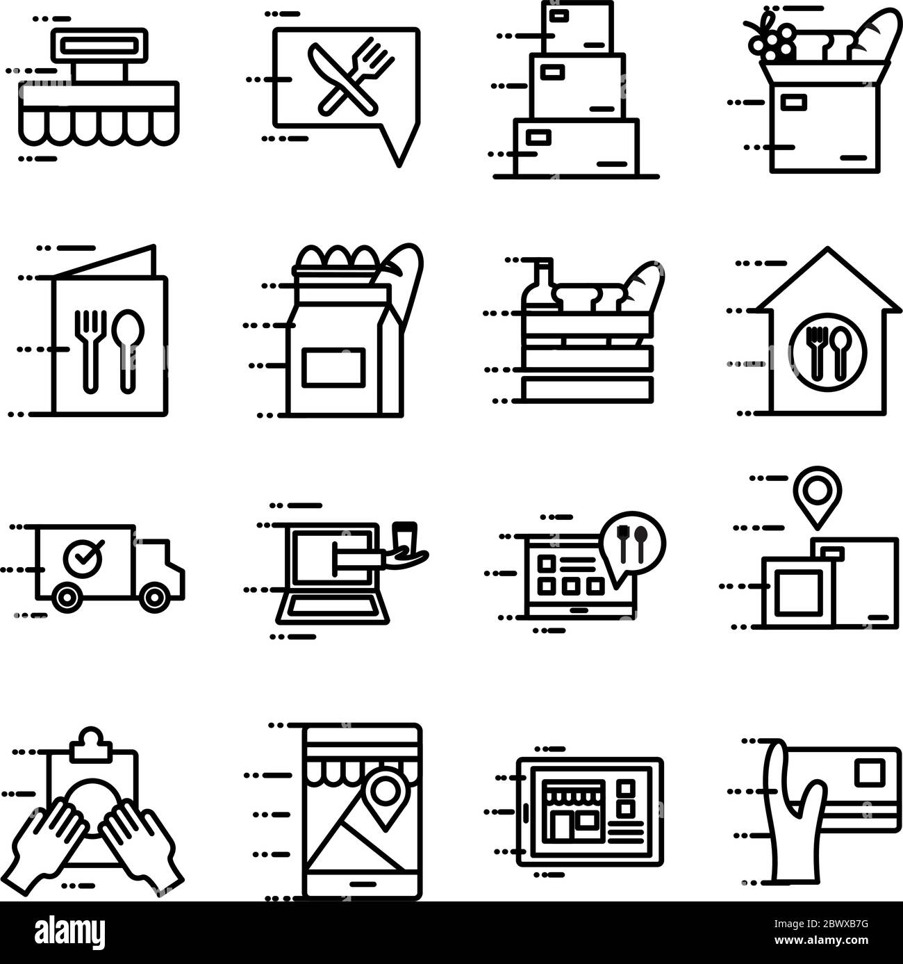 Groceries home delivery Stock Vector Images - Alamy