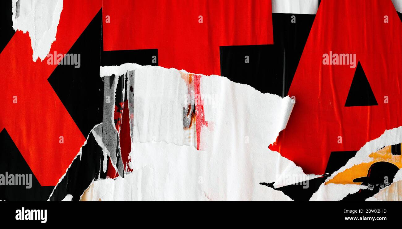 Old ripped torn posters grunge texture background creased crumpled ...