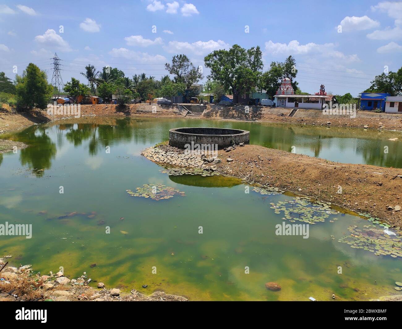 village water well located on pond.The Large diameter water well on the ...