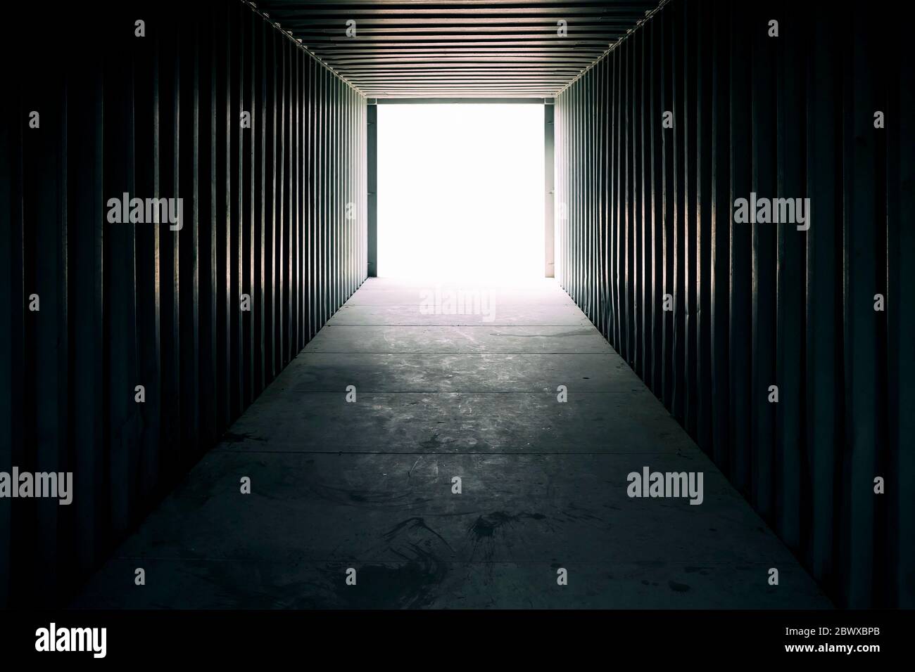 Inside Metal Container with Light Beam Background Stock Photo - Alamy