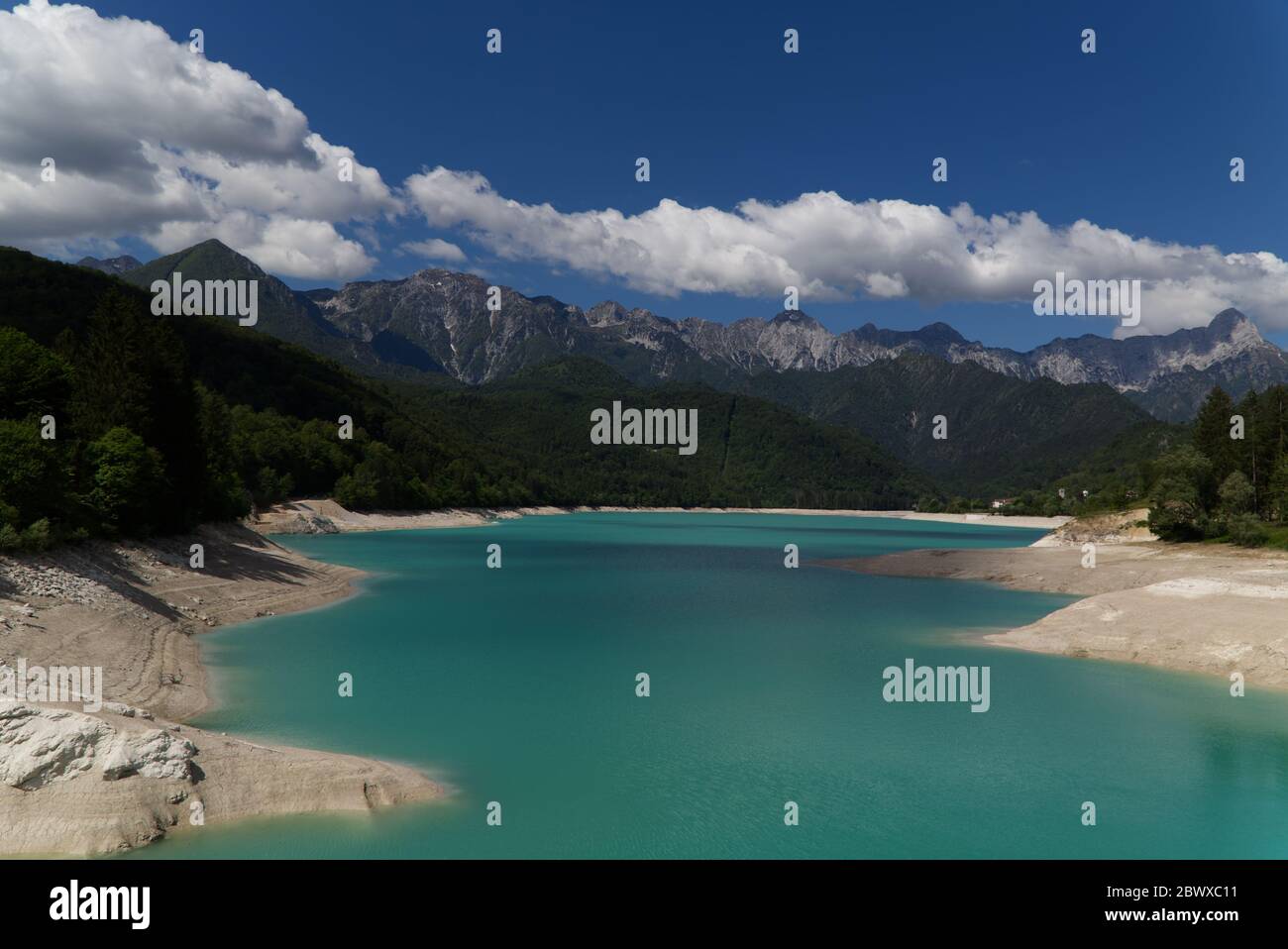View from the Antoi bridge of the Barcis Lake Stock Photo - Alamy