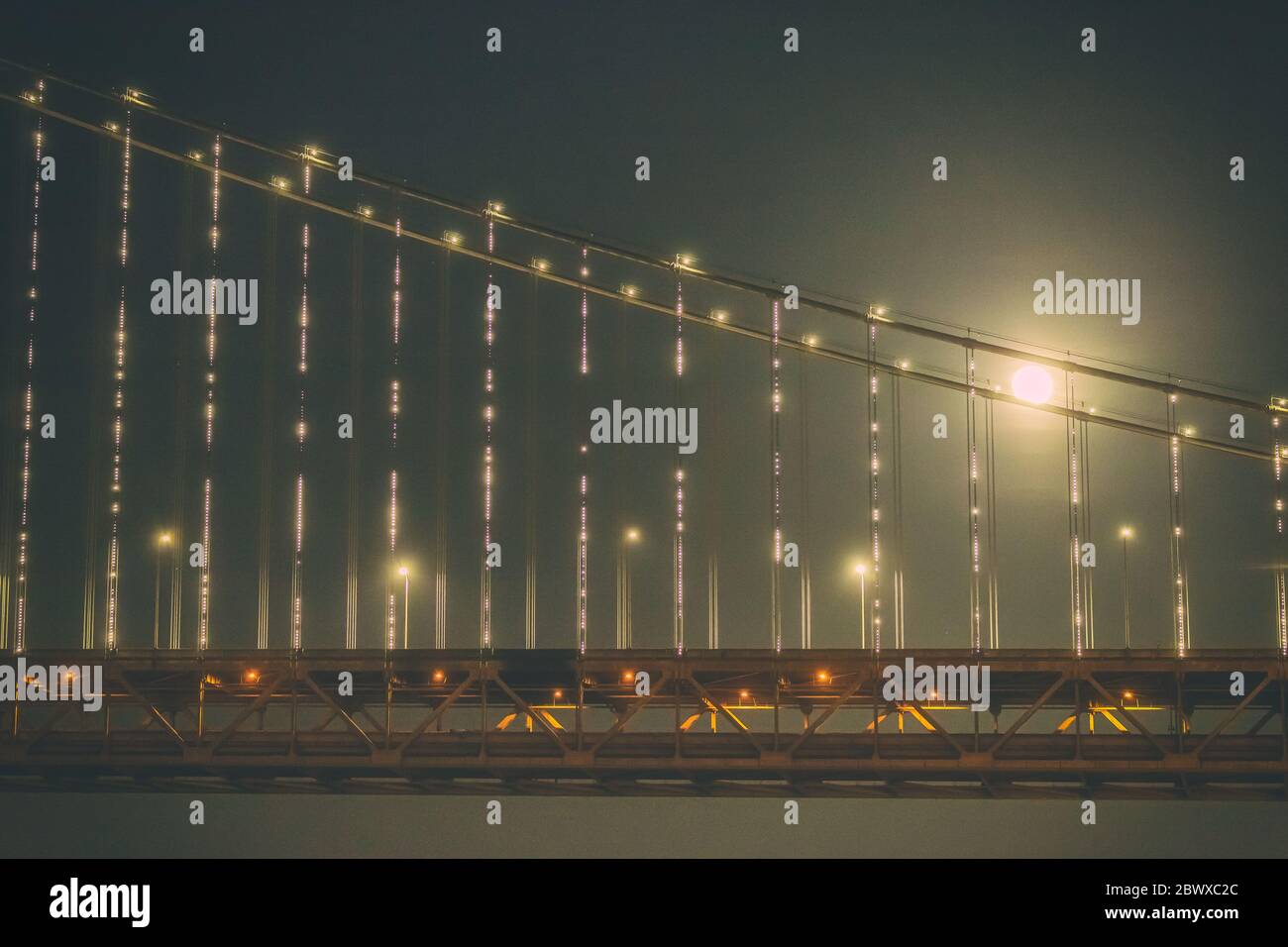 Flower super moon lit up over the Bay Bridge in May 2020, San Francisco ...