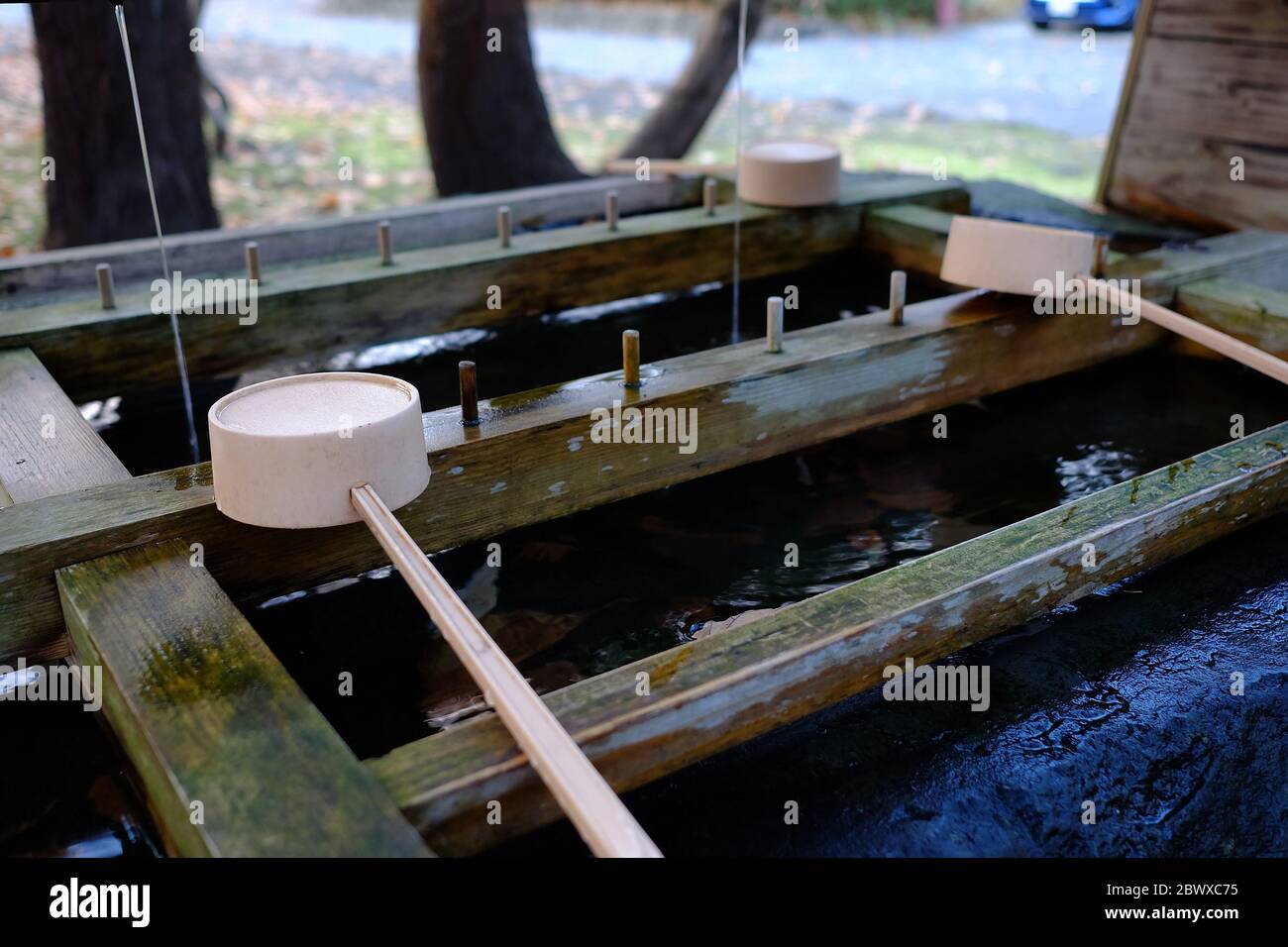 Japanese Holy Water Dipper in front of Hokkaido shrine Mikado where is ...