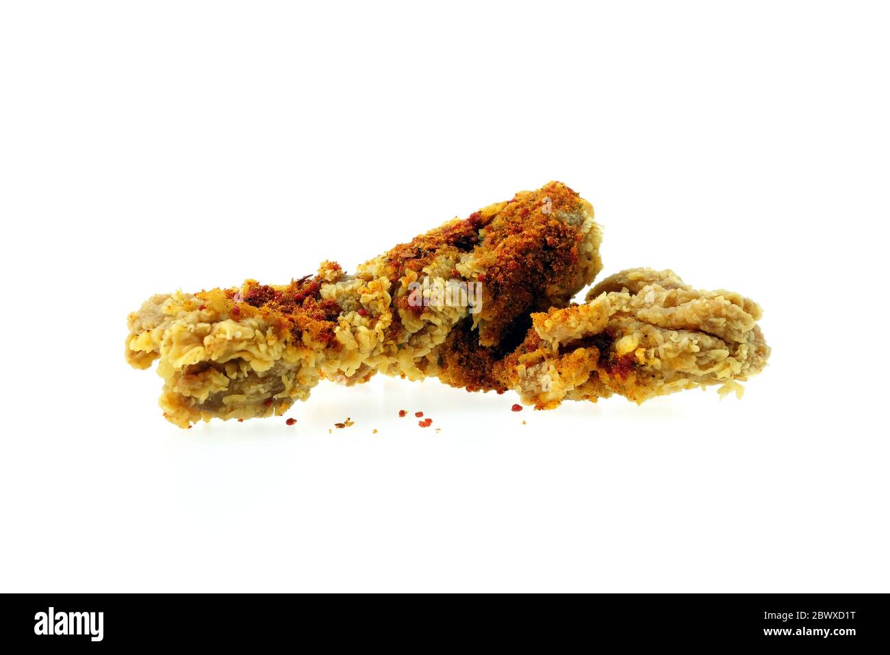 Fried Chicken with Spicy Red Pepper Powder on Top Isolated on White ...