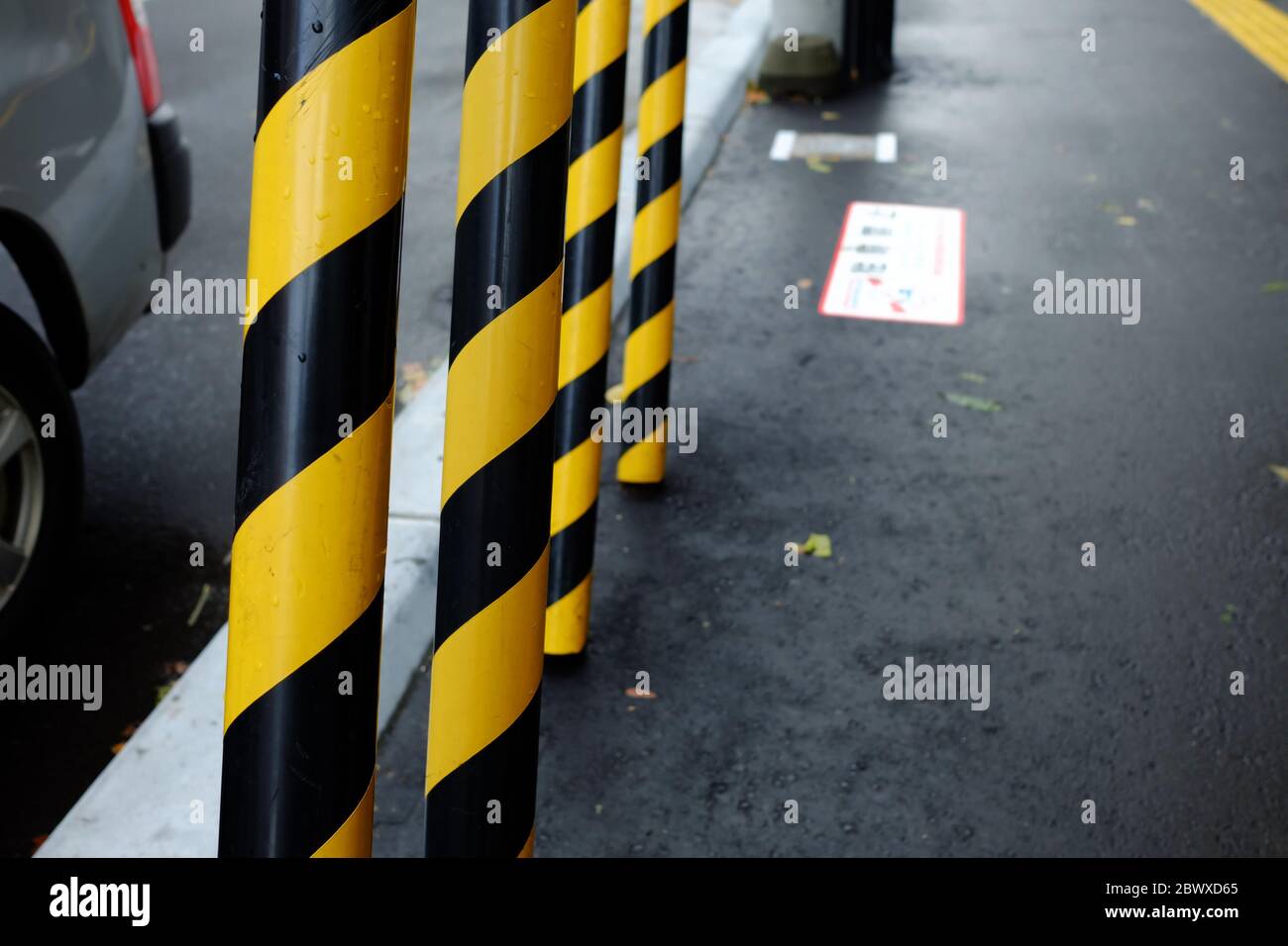 Yellow and Black Safety Warning Stripes from High Voltage Electric Pole ...