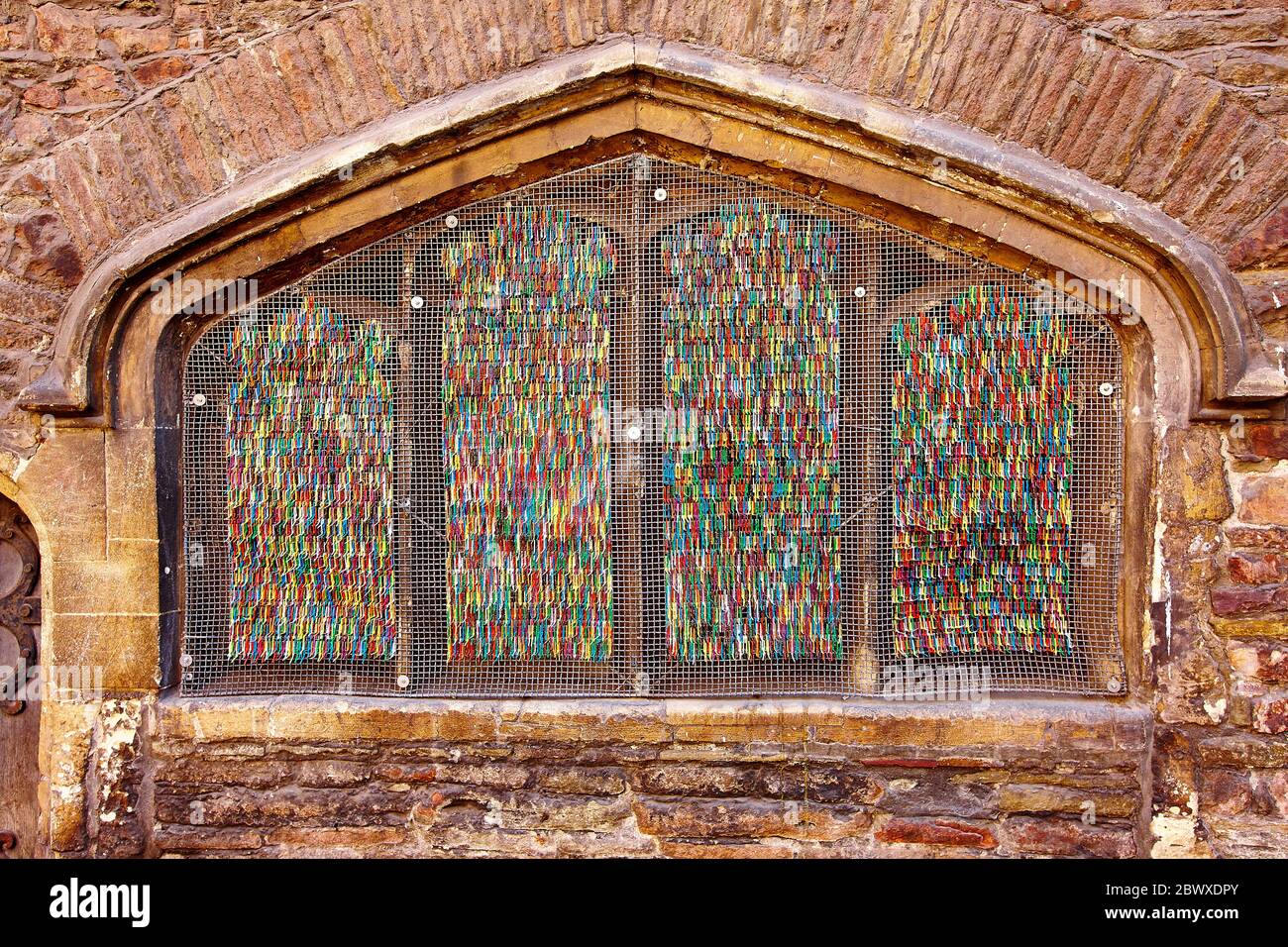 Stained glass window made with cable ties on Nelson Street, Bristol, UK ...