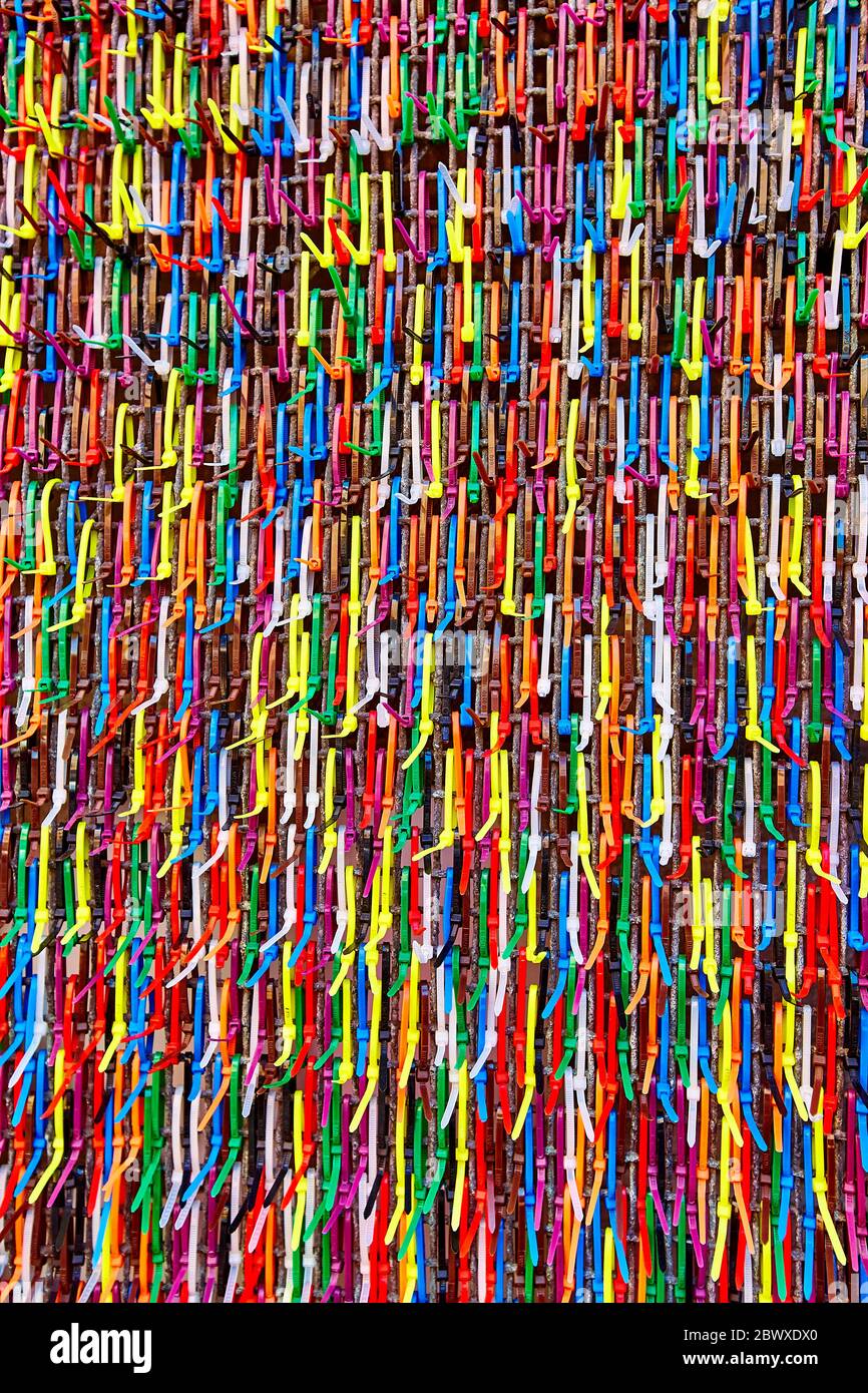 Stained glass window made with cable ties on Nelson Street, Bristol, UK ...
