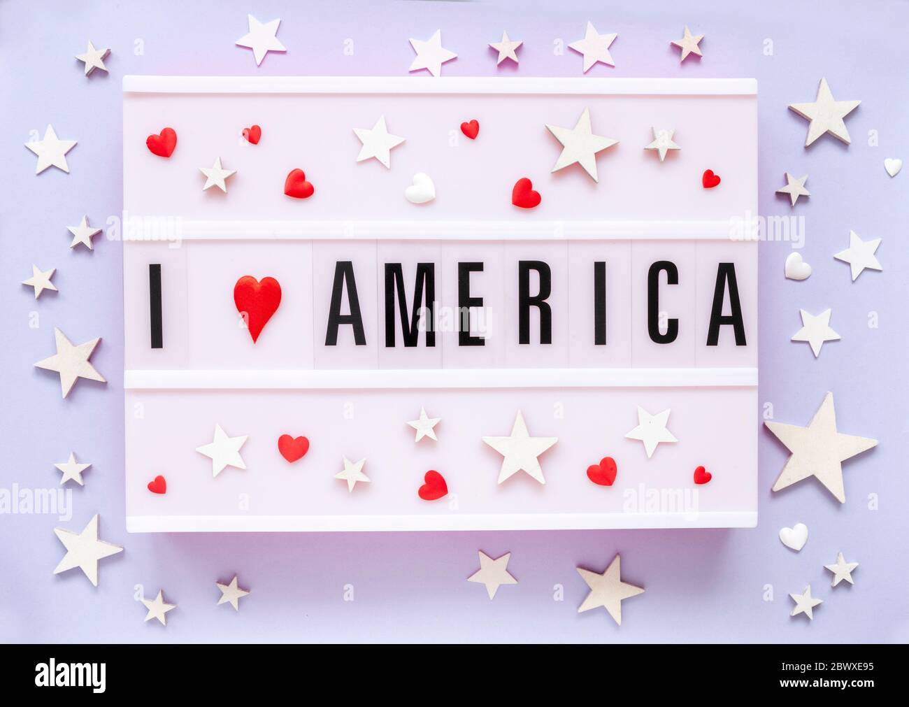 America love logo. I love America written in light box Happy ...