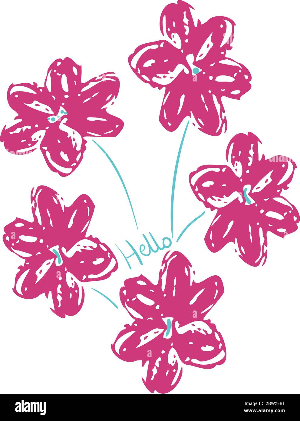 pink flowers and hello text vector illustration Stock Vector Image ...