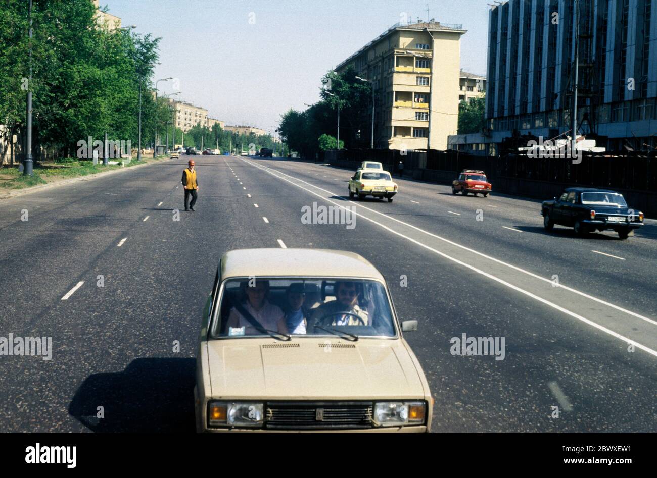 Highway in 1983 with road traffic in Moscow, Russia Stock Photo - Alamy