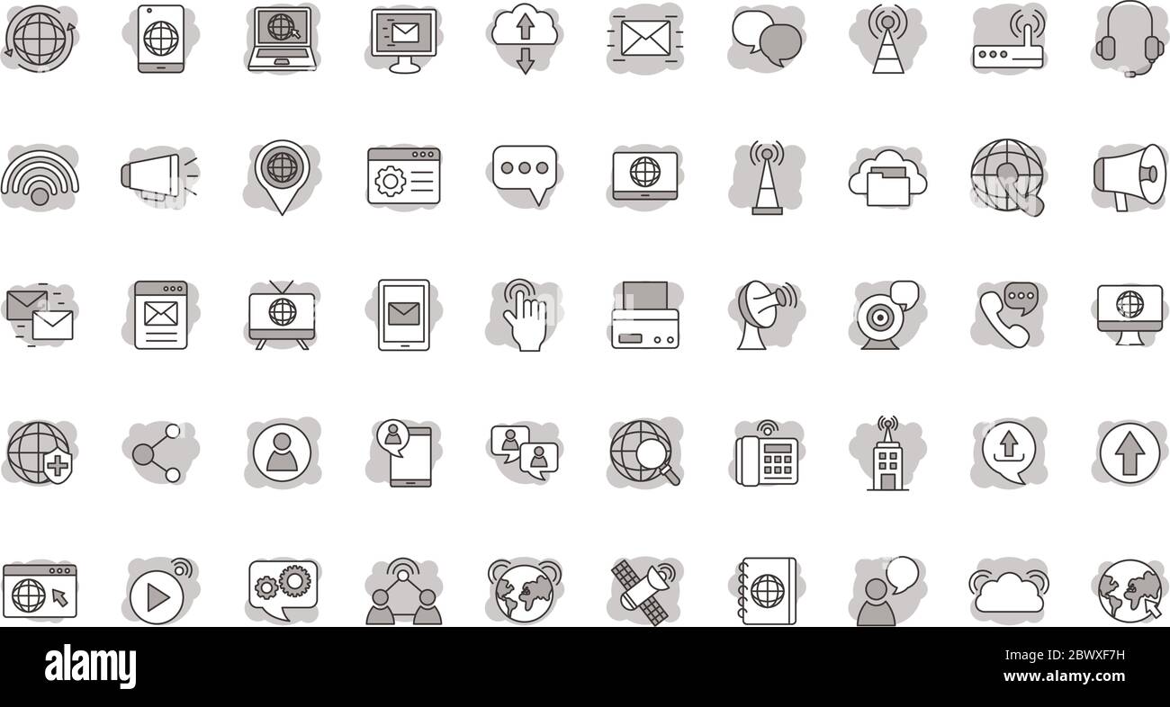 Network communication icons bundle hi-res stock photography and images ...