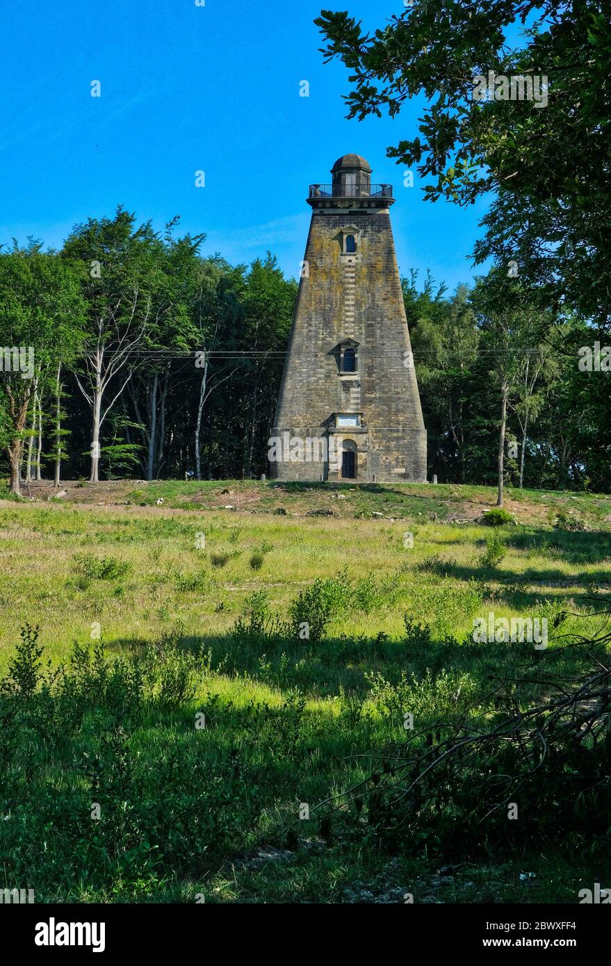 Hoober Stand historical landmark near Rotherham. Three sided tower ...