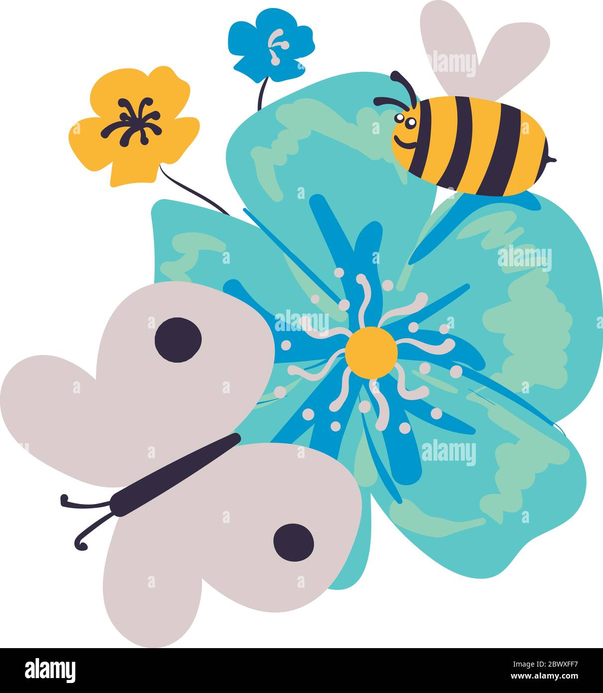 Bee pollinating blossoms Stock Vector Images - Alamy