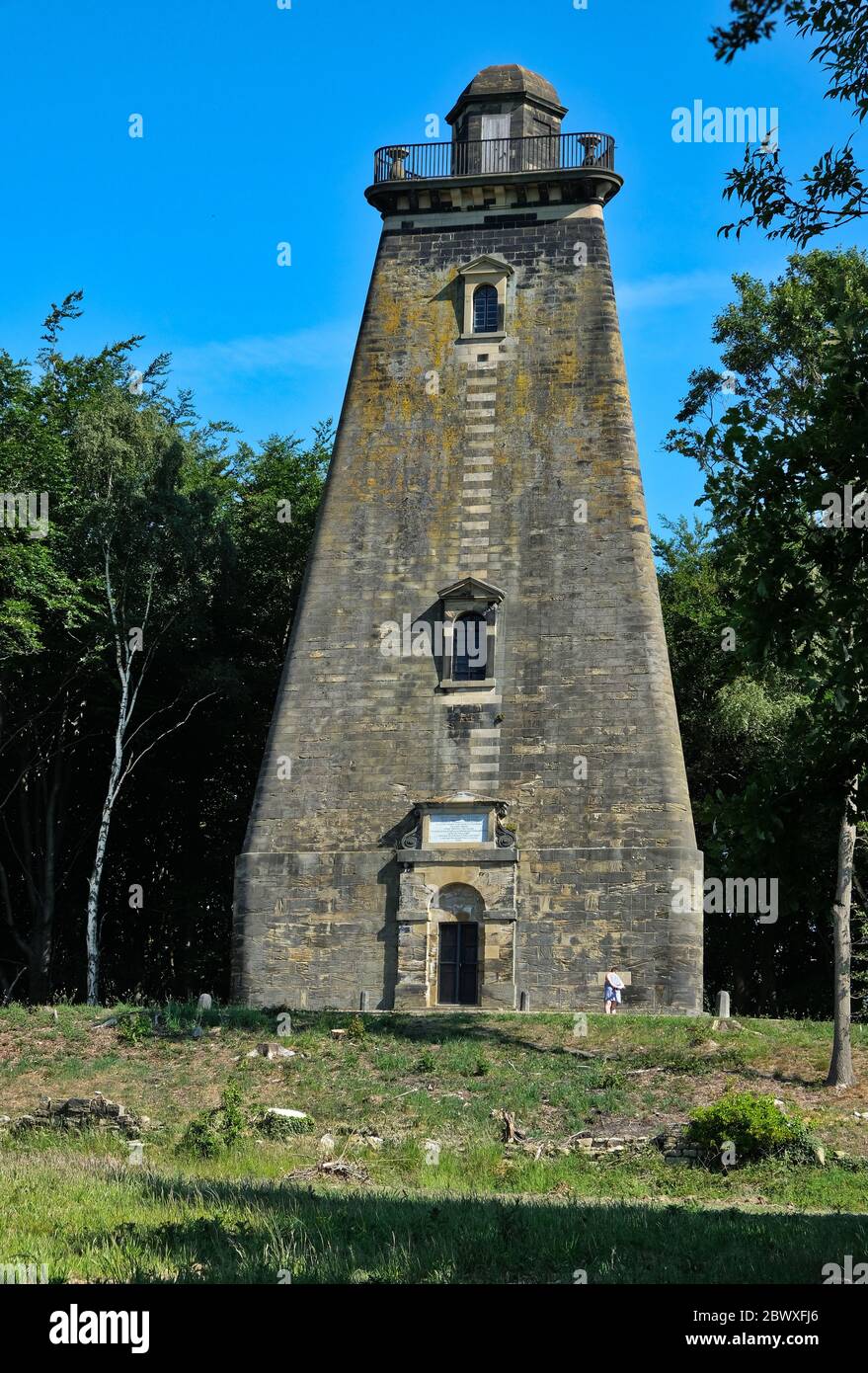 Hoober Stand historical landmark near Rotherham. Three sided tower ...