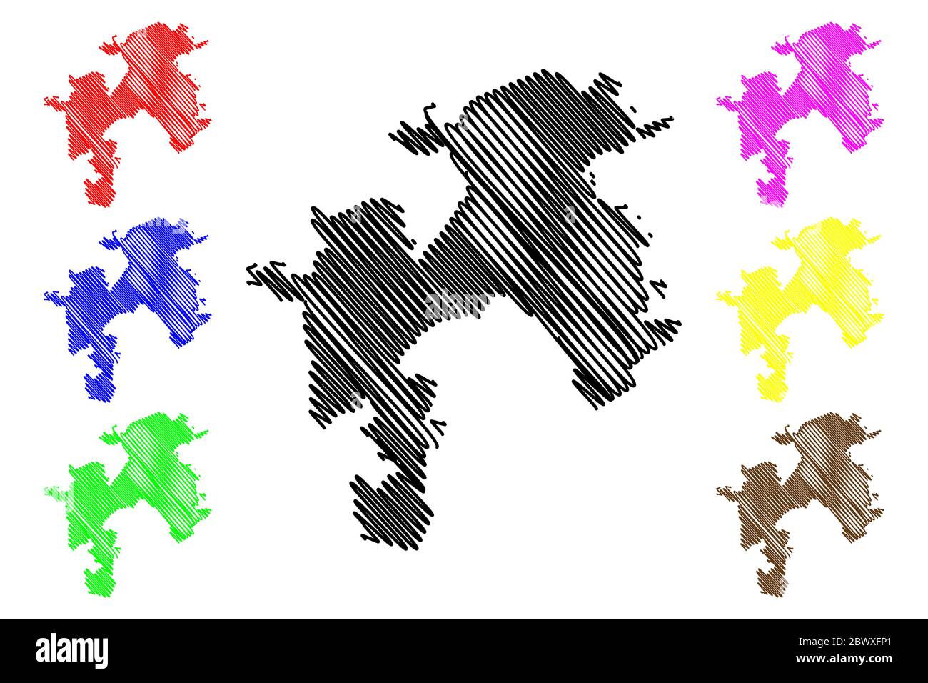 Lutsk City (Ukraine, Volyn Oblast) map vector illustration, scribble ...