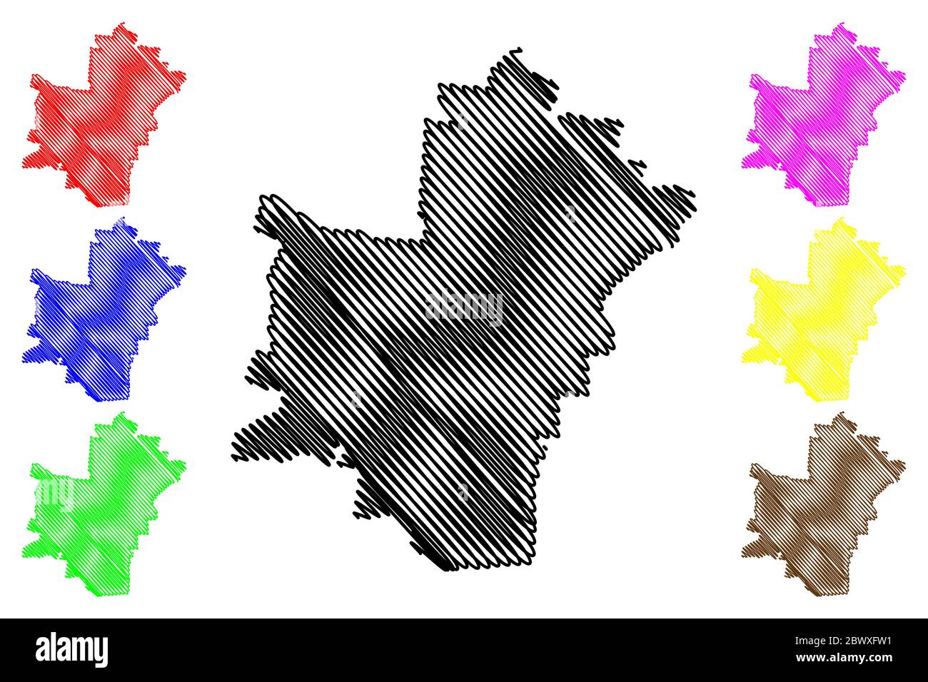 Luhansk City (Ukraine) map vector illustration, scribble sketch City of ...