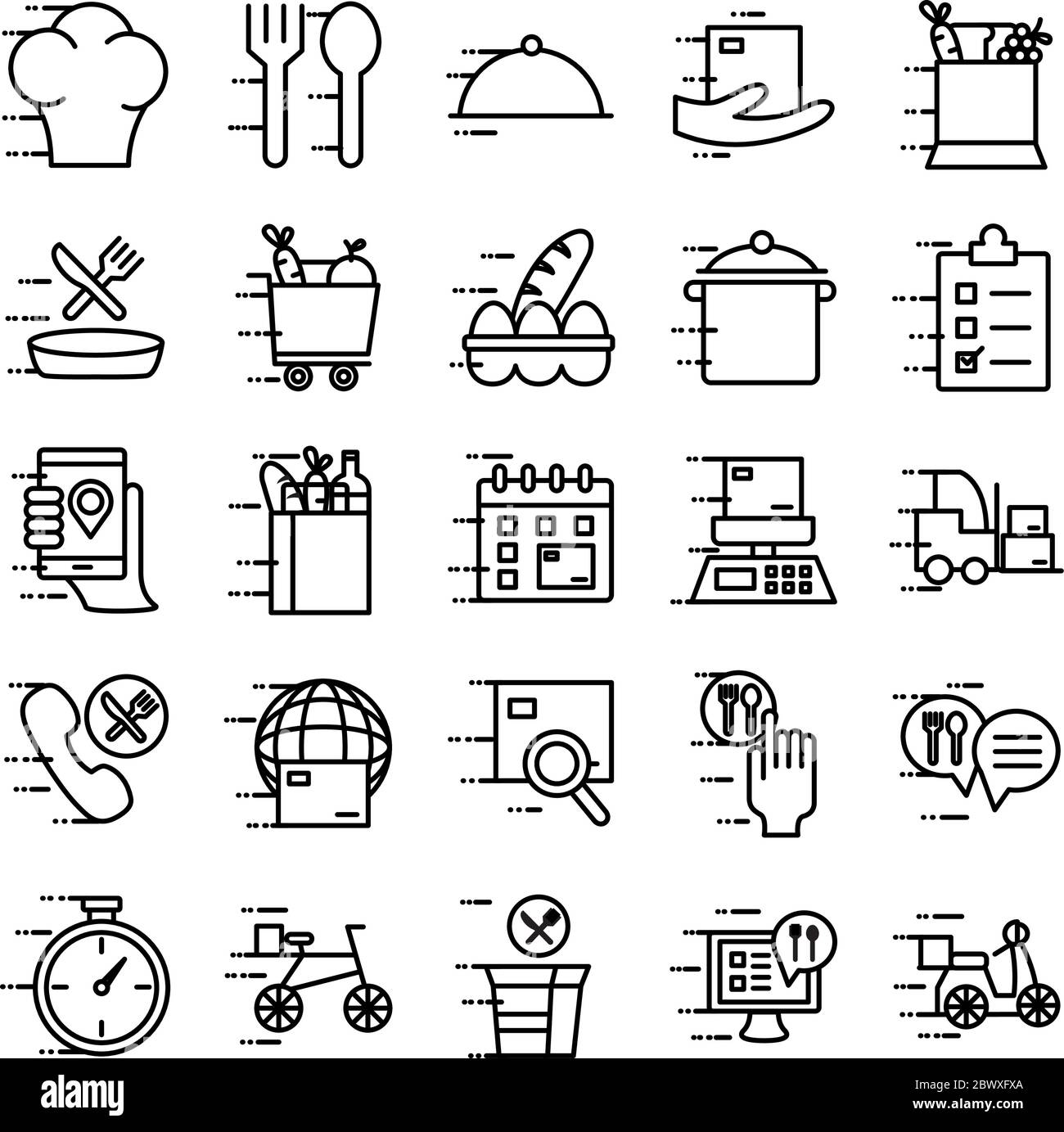 delivery food groceries service set icons Stock Vector Image & Art - Alamy