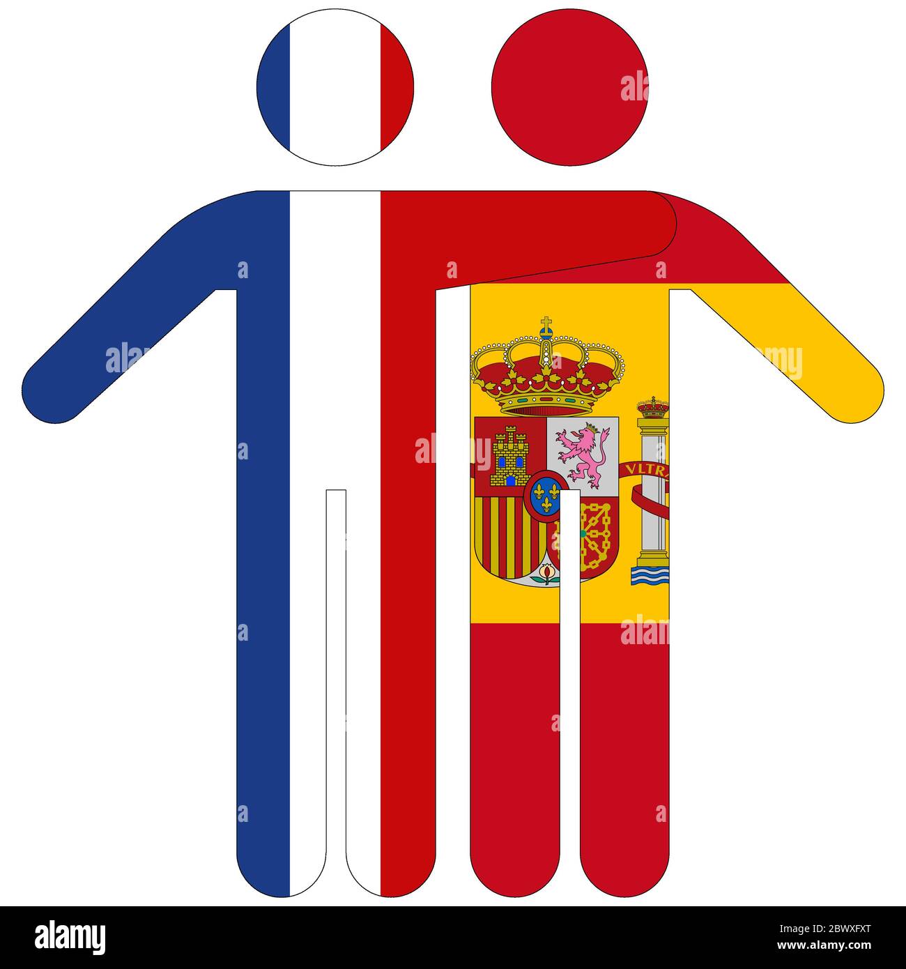 France - Spain / friendship concept on white background Stock Photo - Alamy