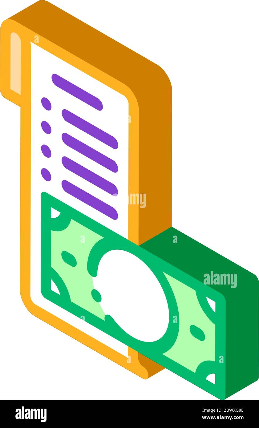 Invoice Check List And Money Dollar isometric icon Stock Vector Image ...