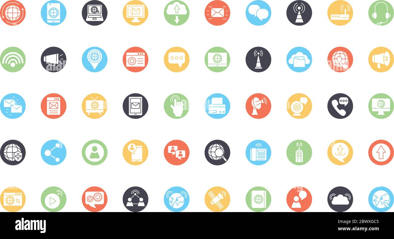 bundle of online communication icons Stock Vector Image & Art - Alamy