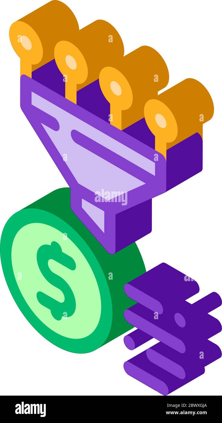 Funnel Financial Information Gathering isometric icon Stock Vector ...