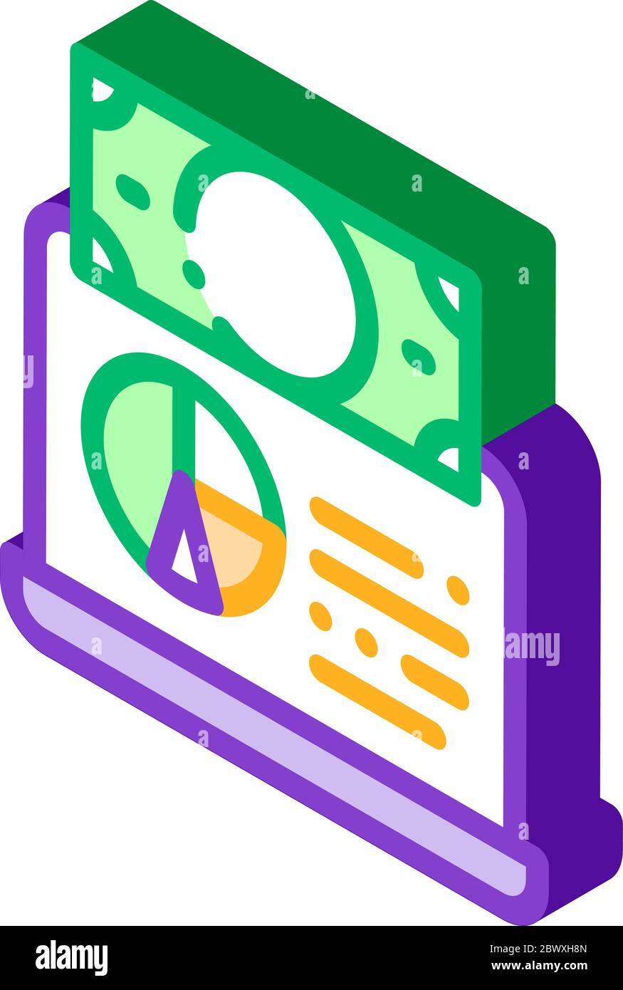 Graph On Laptop Screen Money Financial isometric icon Stock Vector ...