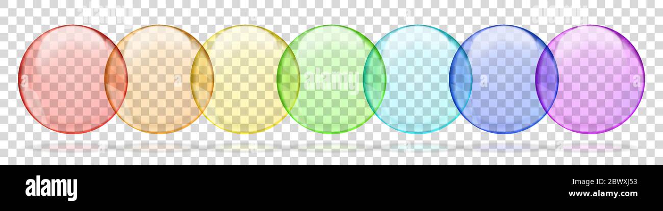 Collection of rainbow colored transparent round bubbles Stock Vector ...