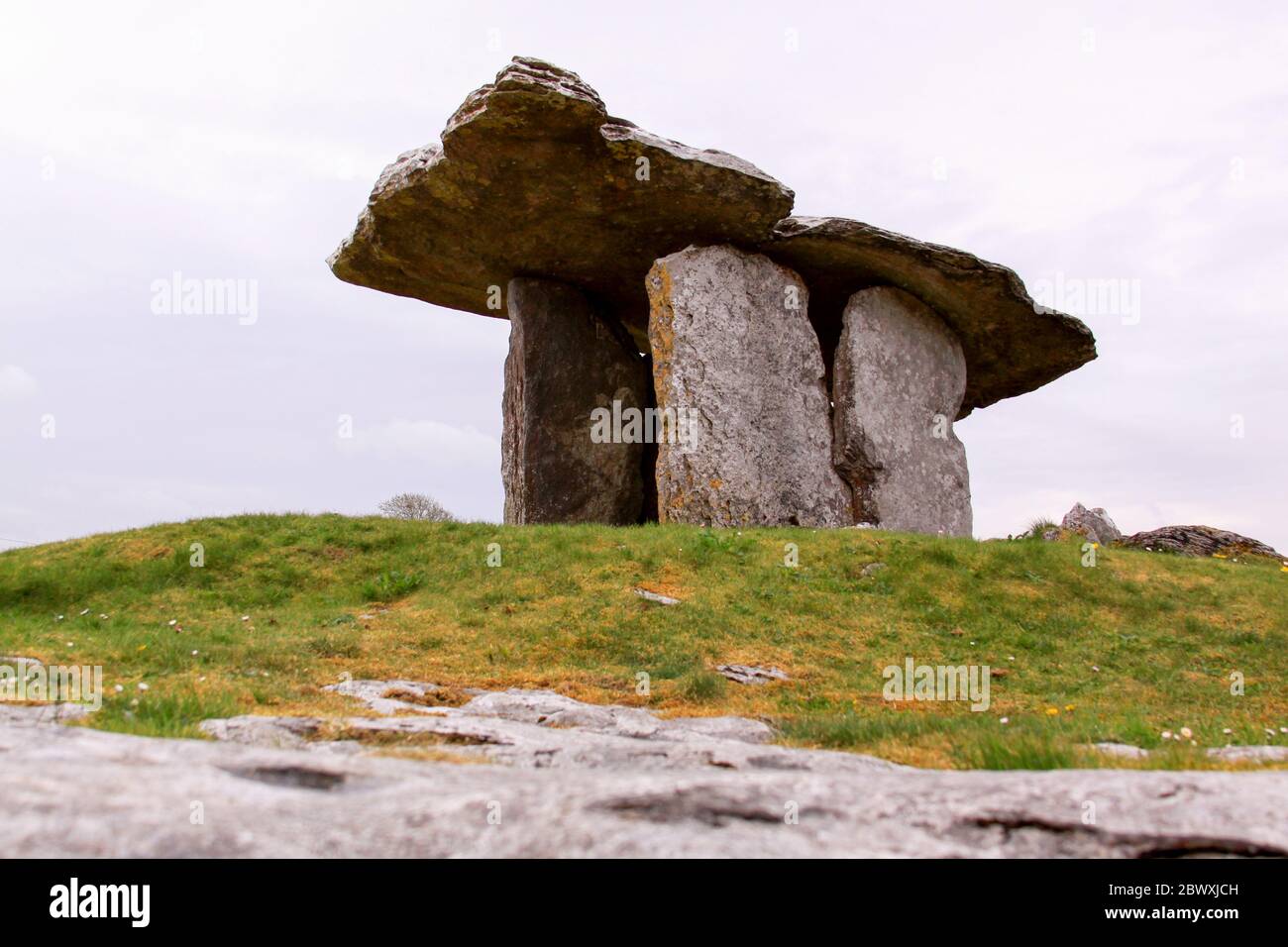 Ancient stone site at Poulnabrone dolmen portal monoliths in Clare ...