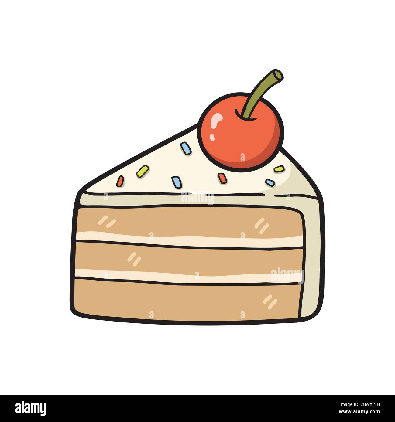 Cake with cream cute cartoon. Vector illustration Stock Vector Image ...
