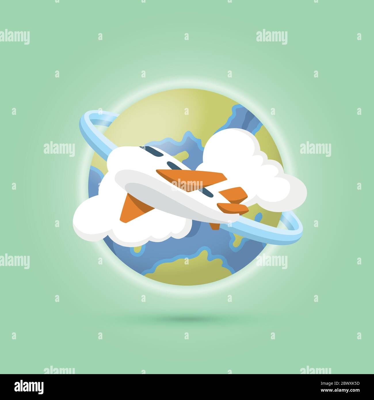 Airplane flying around the world. concept of travel. Vector ...