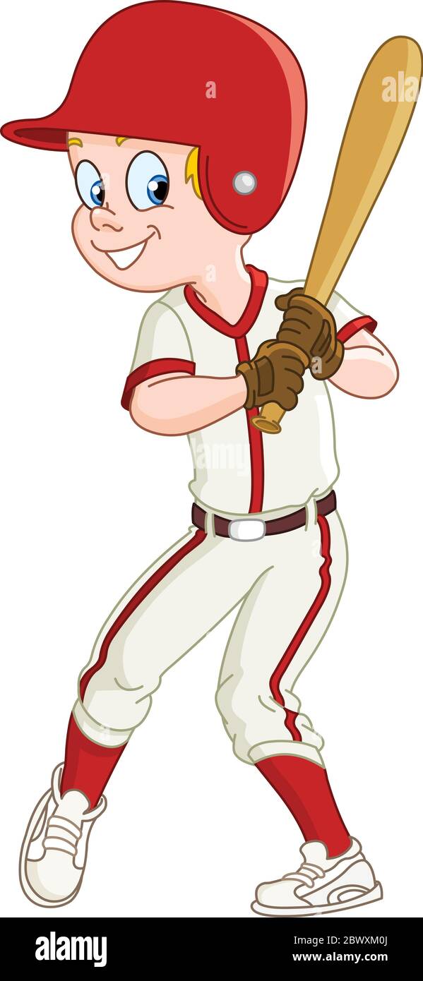Cartoon illustration boy playing baseball hi-res stock photography and ...