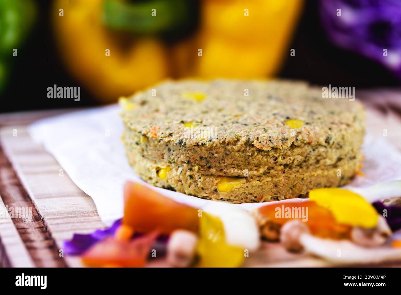 homemade vegan hamburger without meat, made from vegetables on rustic ...