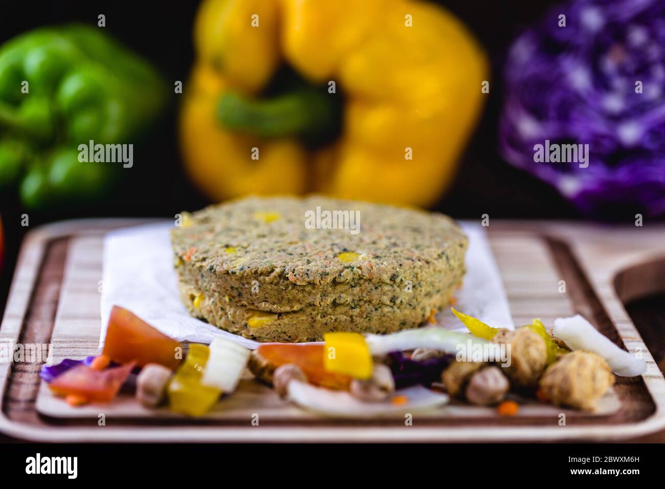 homemade vegan hamburger without meat, made from vegetables on rustic ...
