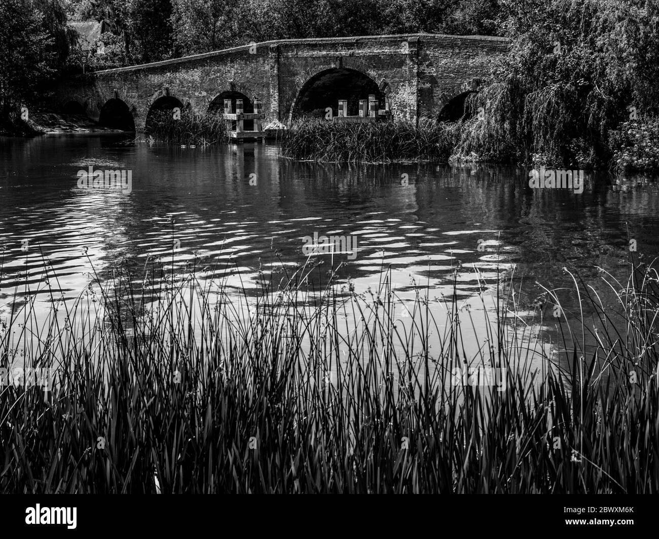 Black and White Idyllic Landscape, Sonning Bridge, Sonning, Reading ...