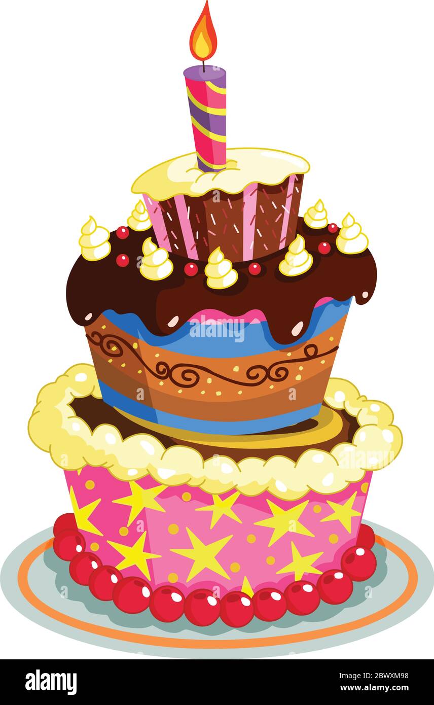 Pink birthday cake cute Cut Out Stock Images & Pictures - Alamy