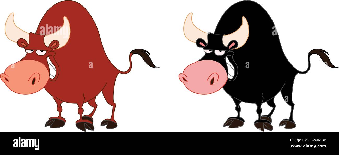 Cartoon bull in two different color versions Stock Vector Image & Art ...