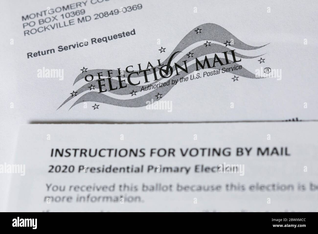 An arranged photograph of a Maryland Absentee Mail-in Ballot for the ...
