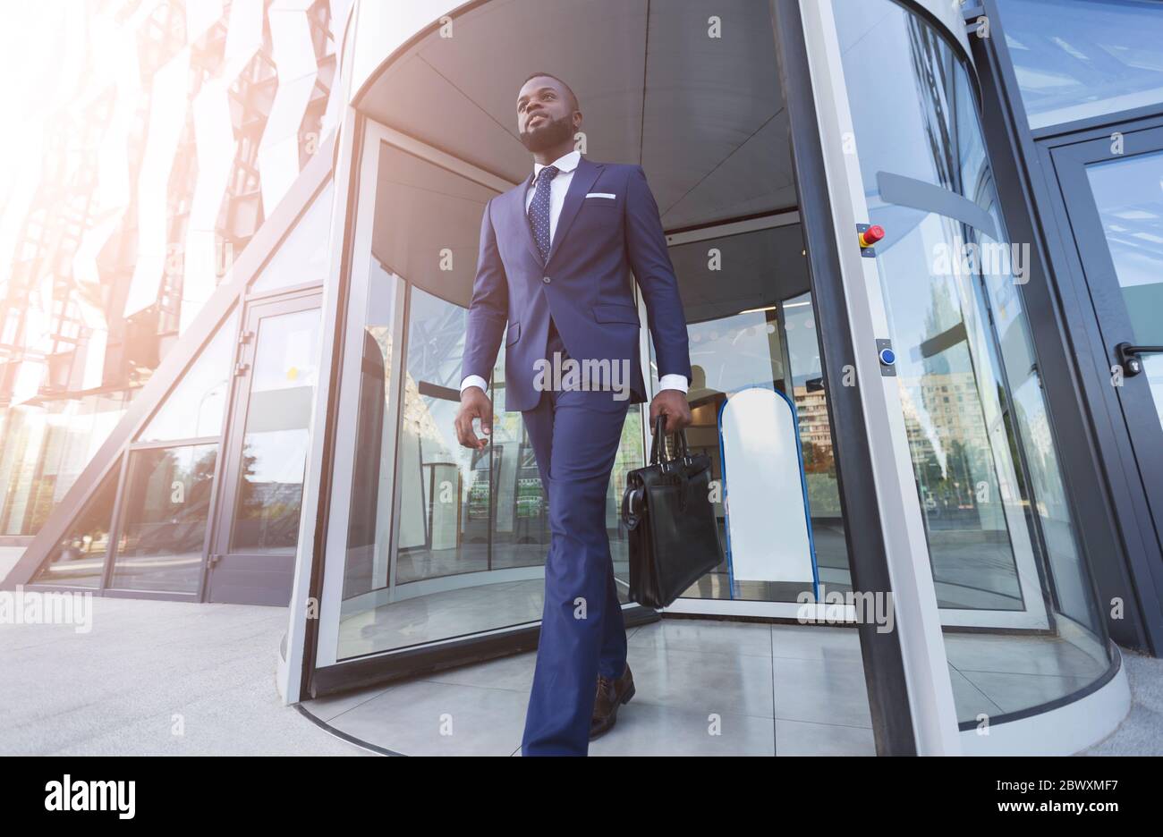 African Entrepreneur Man Leaving Business Center Building After Work ...