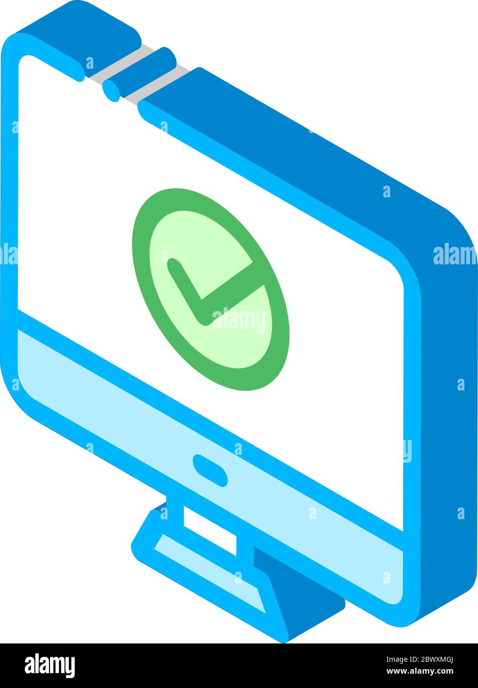 Computer Monitor And Approved Mark isometric icon Stock Vector Image ...
