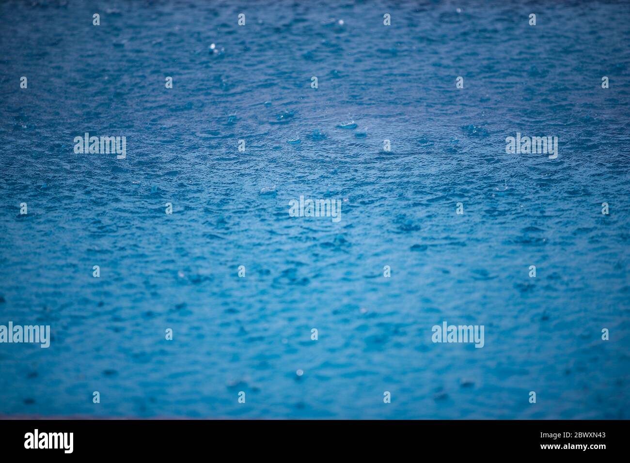 Rain on swimming pool surface Stock Photo - Alamy