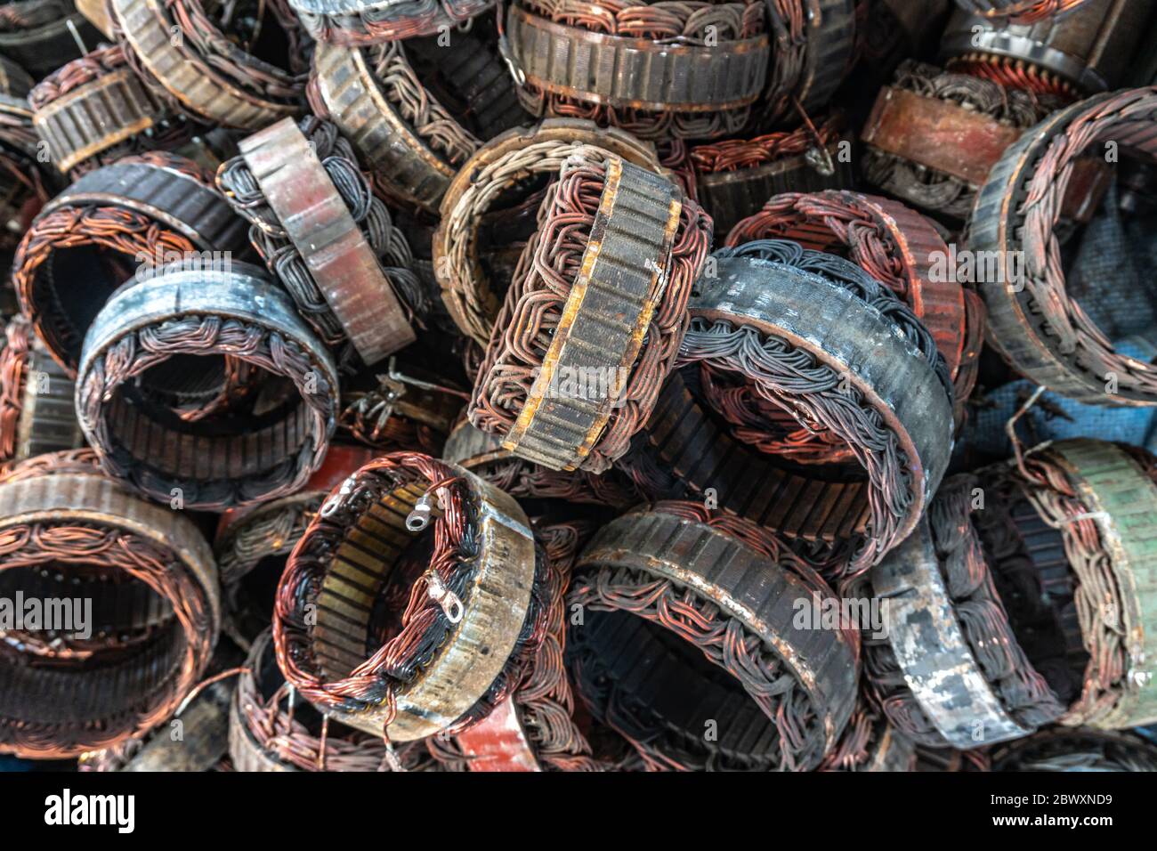 stator plate and wingdings in ac alternators for recycling. copper ...