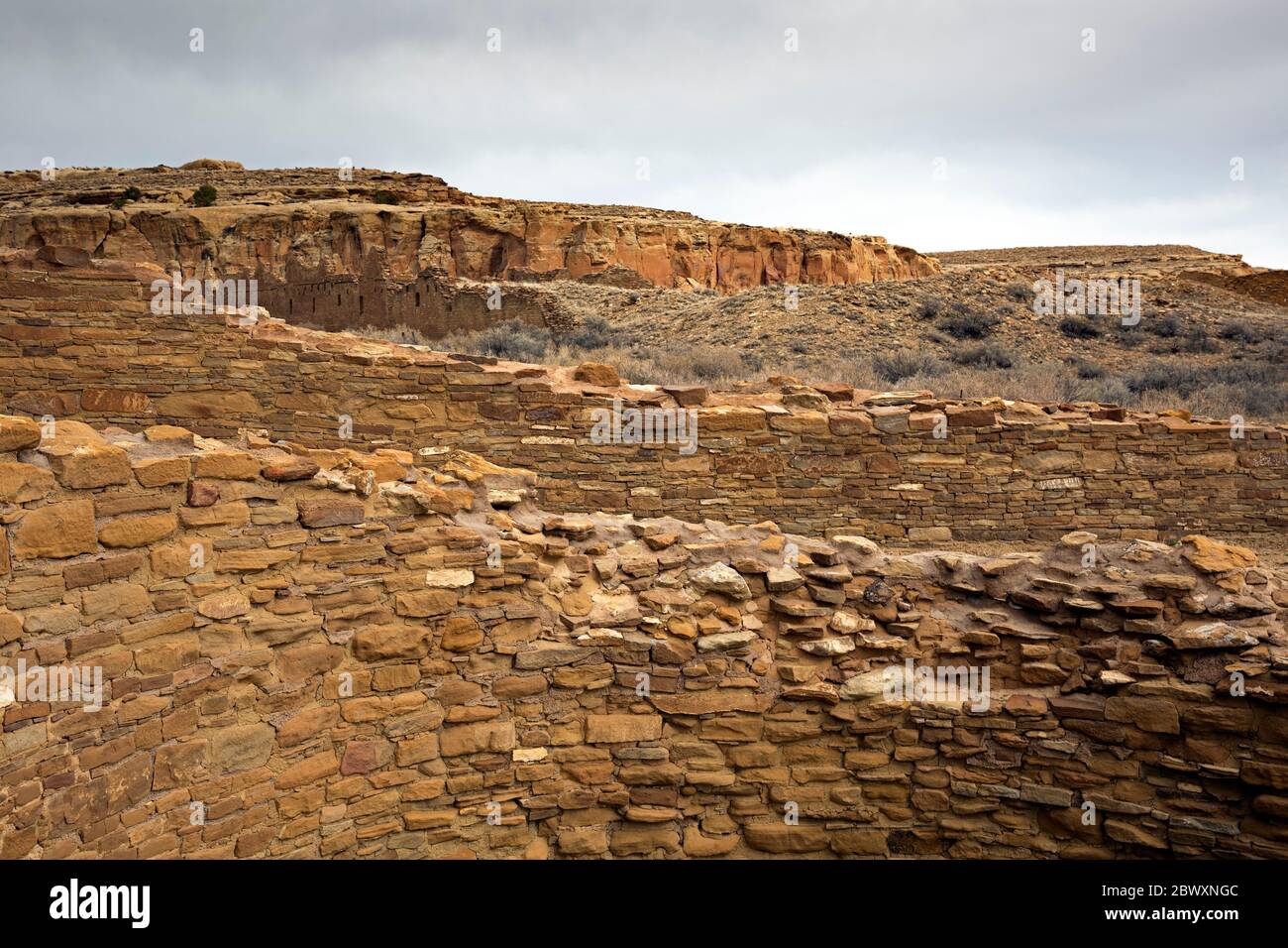 NM00437-00...NEW MEXICO - Walls of outlying building and the main wall ...