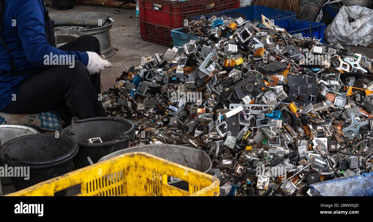 Scrap yard electronic waste for recycling with selective focus ...